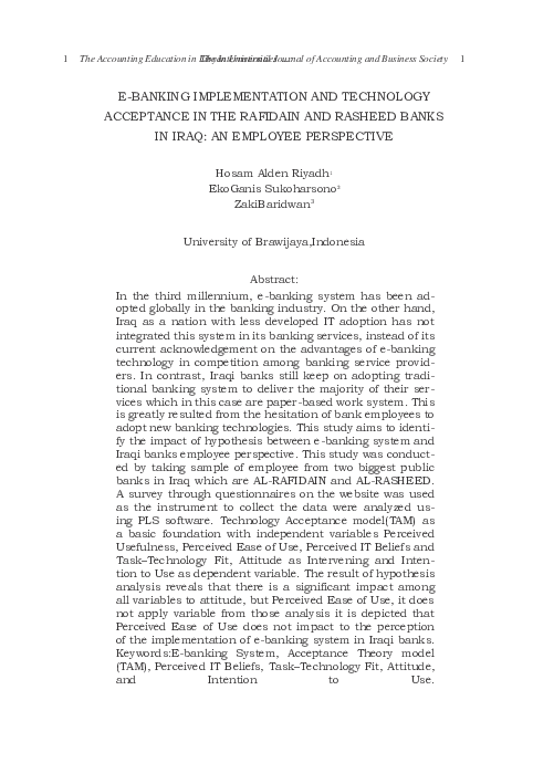 (PDF) E-BANKING IMPLEMENTATION AND TECHNOLOGY ACCEPTANCE IN THE ...
