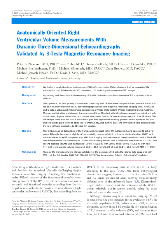 Resonance Imaging Magnetic Dynamic Three Dimensional Echocardiography Validated By 3tesla