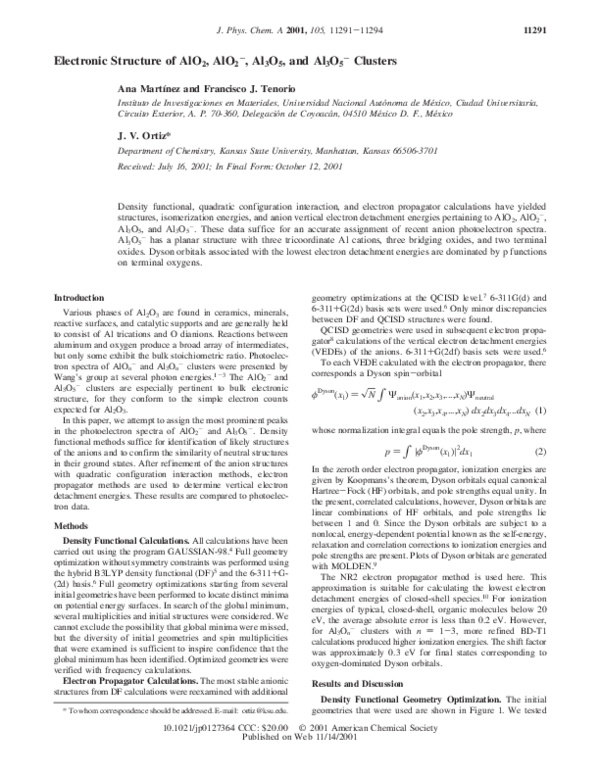 (PDF) Electronic Structure of AlO 2 , AlO 2 - , Al 3 O 5 , and Al 3 O 5 ...