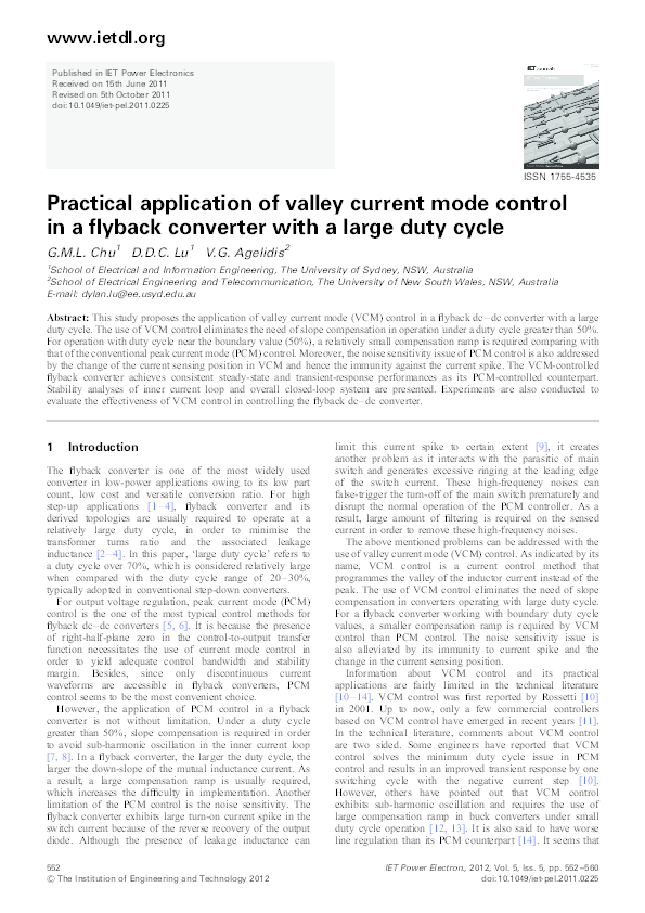 (PDF) Practical application of valley current mode control in a flyback ...