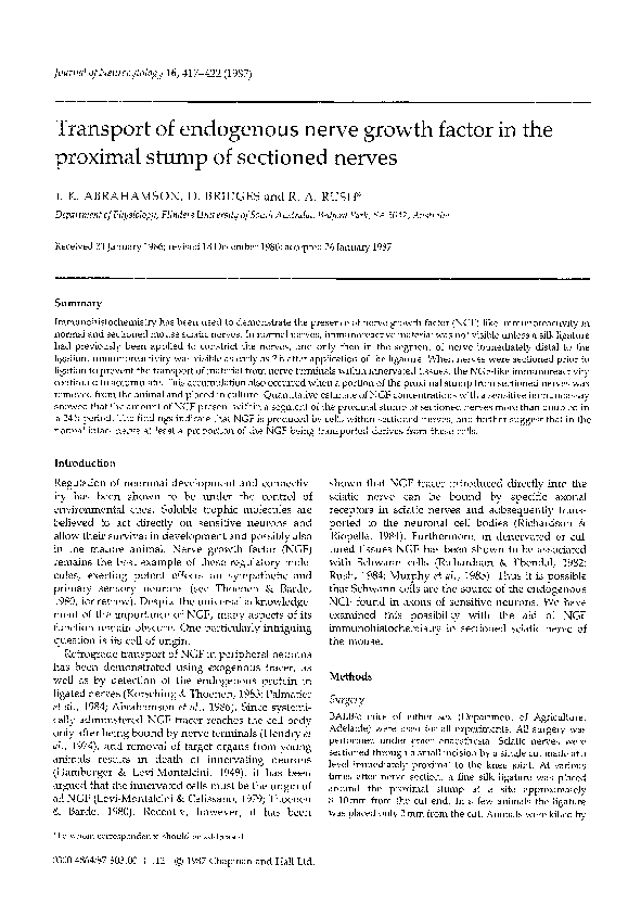 (PDF) Transport of endogenous nerve growth factor in the proximal stump ...