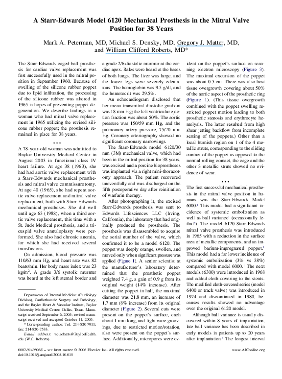 (PDF) A Starr-Edwards Model 6120 Mechanical Prosthesis in the Mitral ...