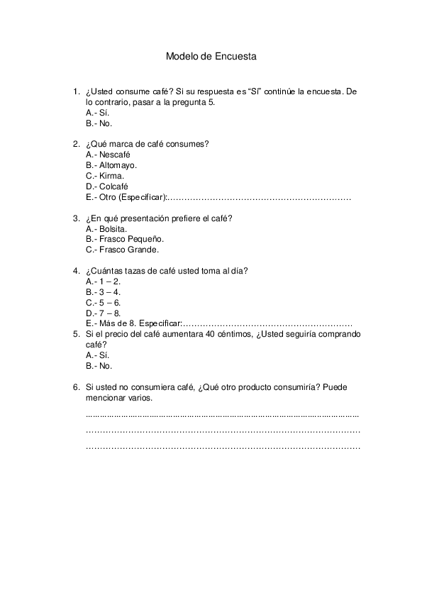 (DOC) Modelo de Encuesta