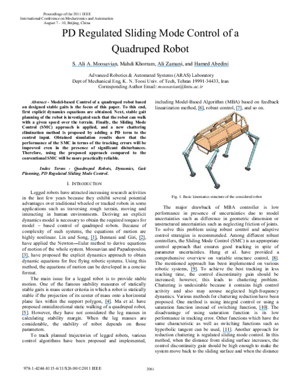 (PDF) PD Regulated Sliding Mode Control of a Quadruped Robot