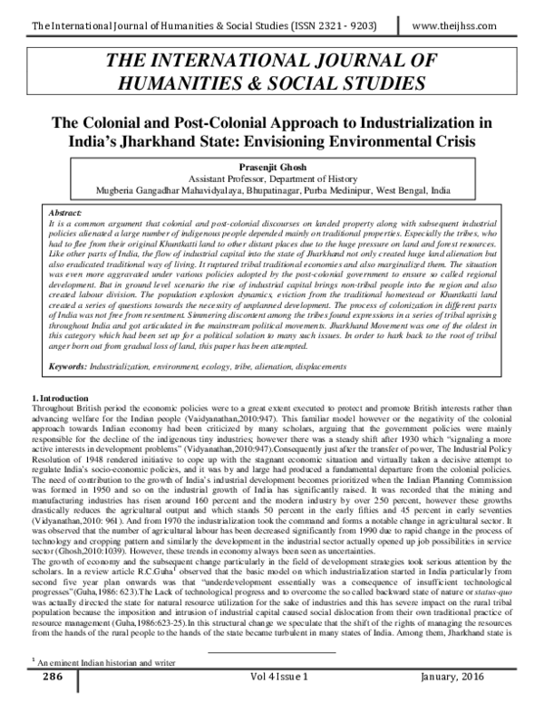 (PDF) The Colonial and Post-Colonial Approach to Industrialization in ...