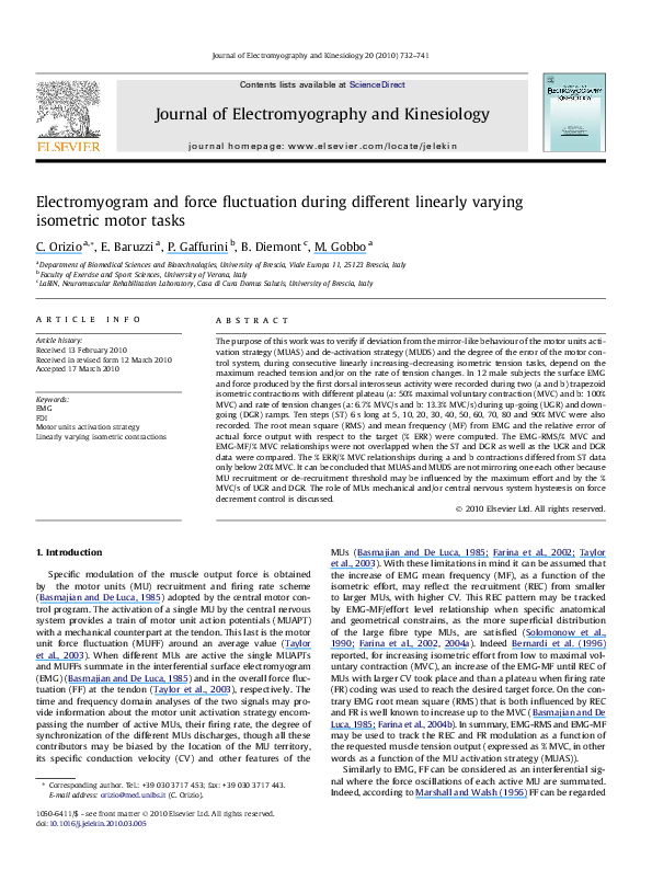 (PDF) Electromyogram and force fluctuation during different linearly ...