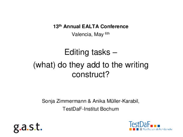 (PDF) Editing tasks – (what) do they add to the writing construct