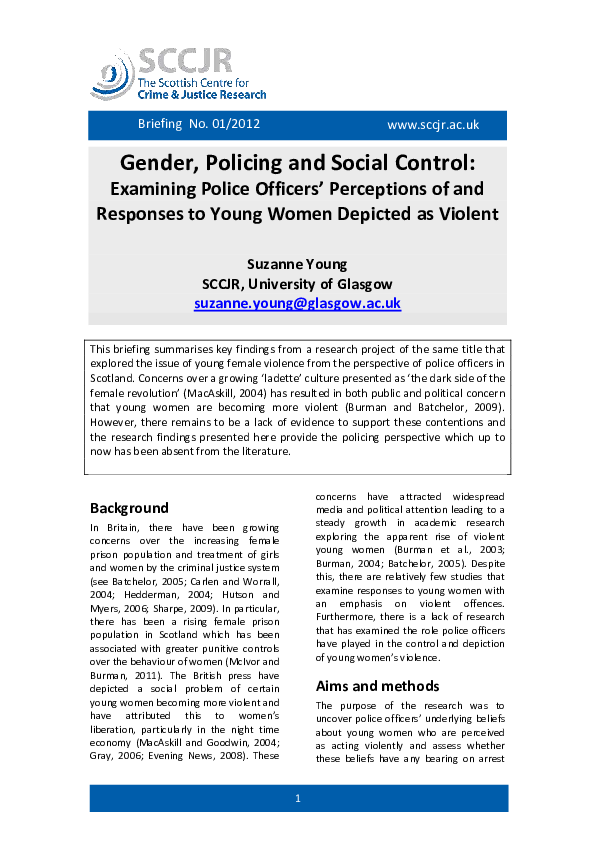 (PDF) Gender, Policing and Social Control:Examining Police Officers ...