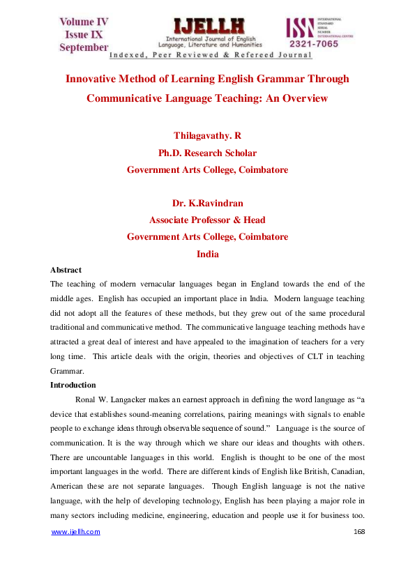 (PDF) Innovative Method of Learning English Grammar Through ...