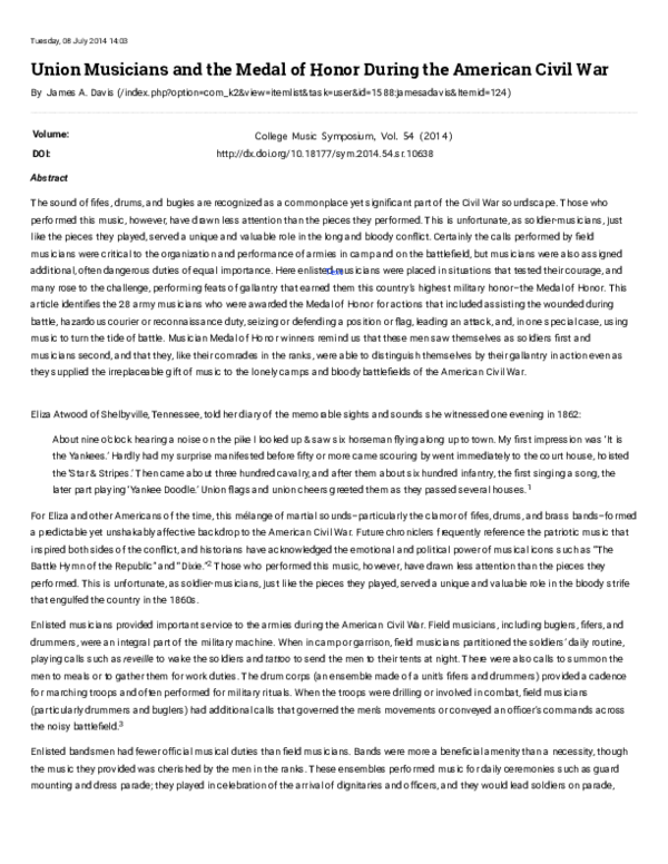 (PDF) Union Musicians and the Medal of Honor During the American Civil War
