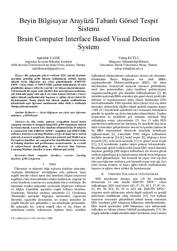 (PDF) Brain Computer Interface Based Visual Detection System