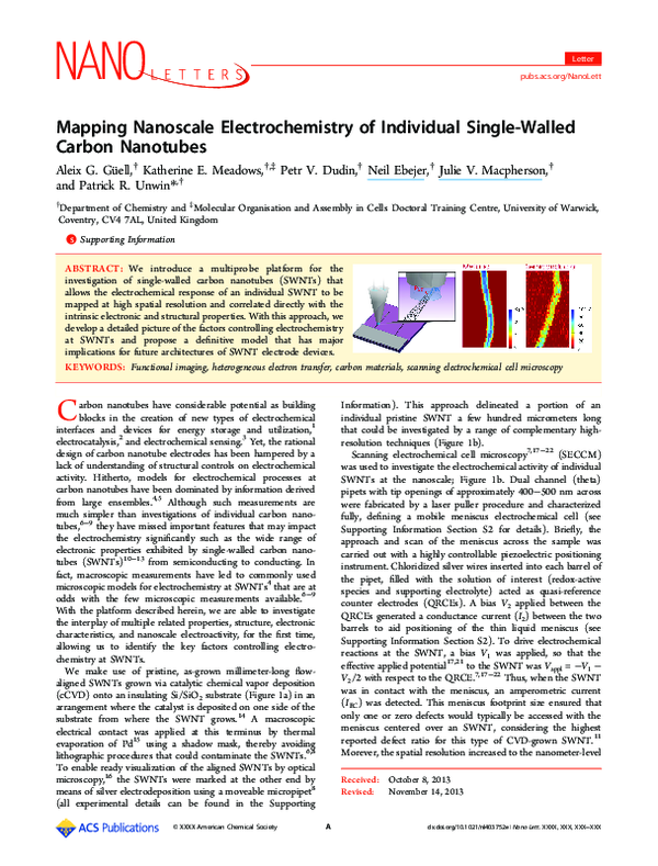 (PDF) Mapping Nanoscale Electrochemistry of Individual Single-Walled ...
