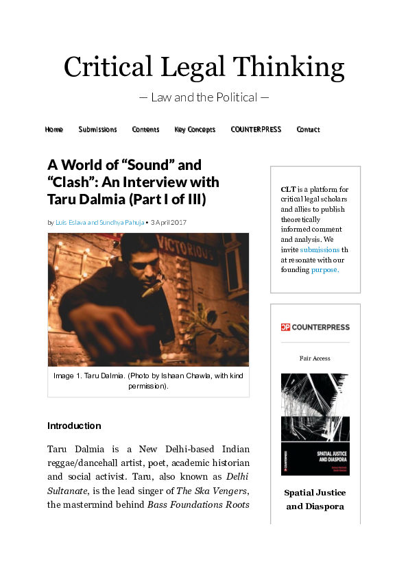 (PDF) Critical Legal Thinking A World of "Sound" and "Clash": An ...