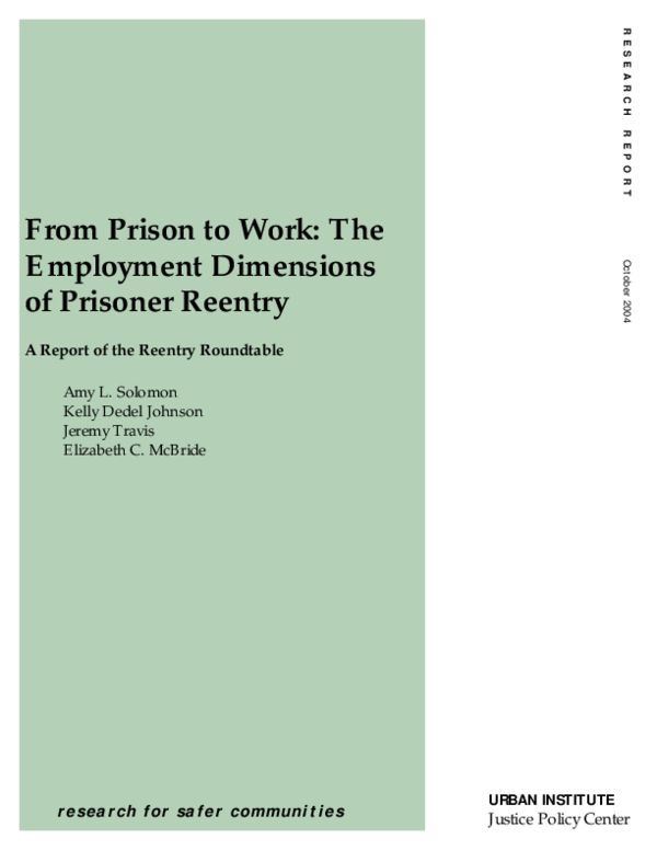 (PDF) From Prison to Work: The Employment Dimensions of Prisoner ...