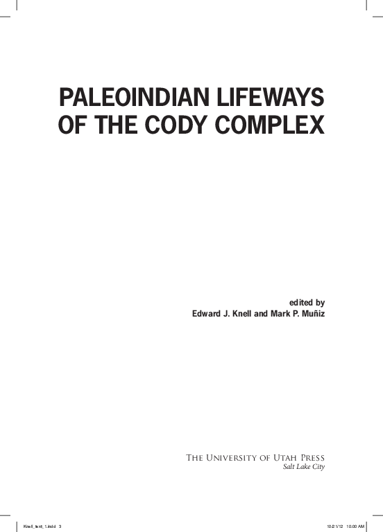 (PDF) PaLeoindian Lifeways of the Cody ComPLex