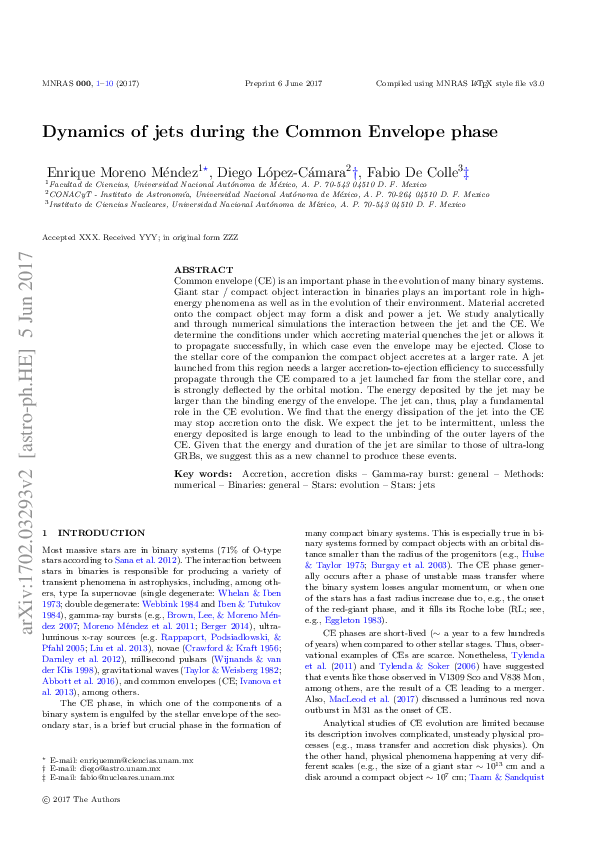 (PDF) Dynamics of jets during the common envelope phase