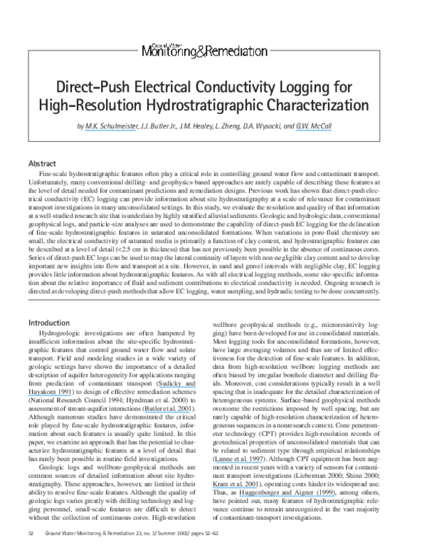 (PDF) Direct-Push Electrical Conductivity Logging for High-Resolution ...