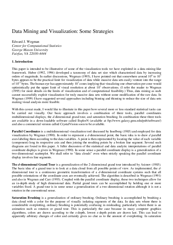 (PDF) Data mining and visualization: some strategies