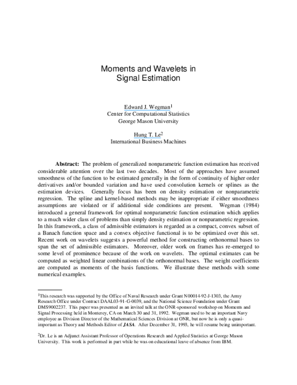 (PDF) Moments and Wavelets in Signal Estimation