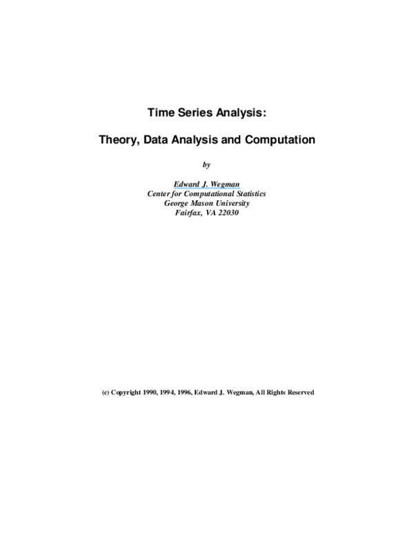 (PDF) Time Series Analysis: Theory, Data Analysis and Computation