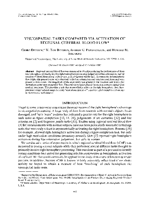 (PDF) Visuospatial tasks compared via activation of regional cerebral ...