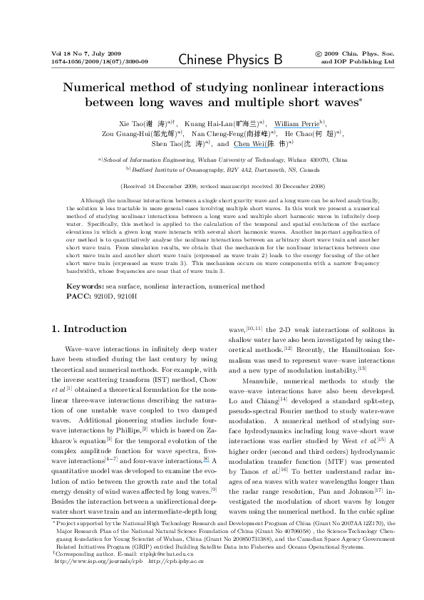 (PDF) Numerical method of studying nonlinear interactions between long waves and multiple short ...