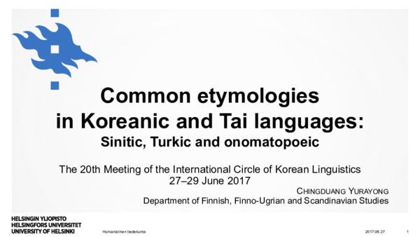 (PDF) Common etymologies in Koreanic and Tai languages: Sinitic, Turkic ...