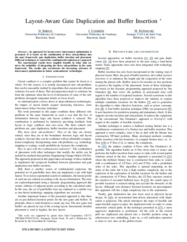 (PDF) Layout-aware gate duplication and buffer insertion | Jordi Cortadella - Academia.edu