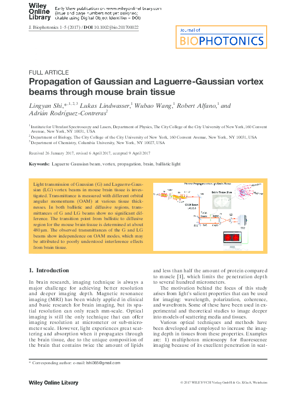 Pdf Propagation Of Gaussian And Laguerre Gaussian Vortex Beams