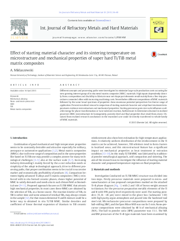 (PDF) Effect of starting material character and its sintering temperature on microstructure and ...