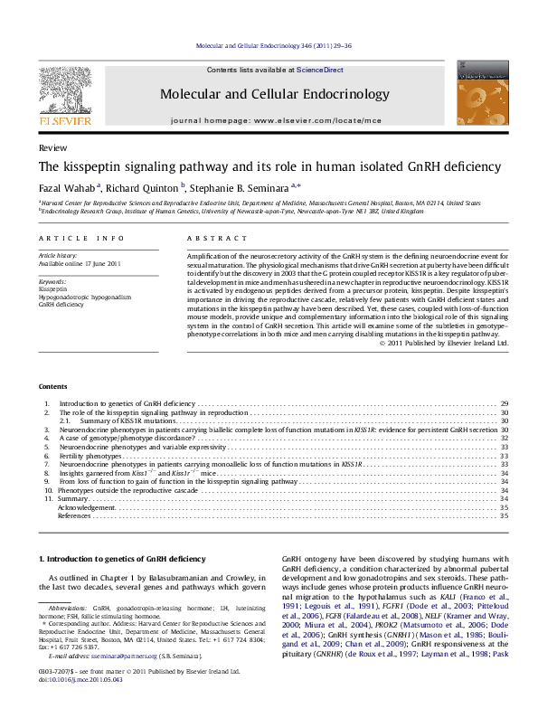 (PDF) The kisspeptin signaling pathway and its role in human isolated ...