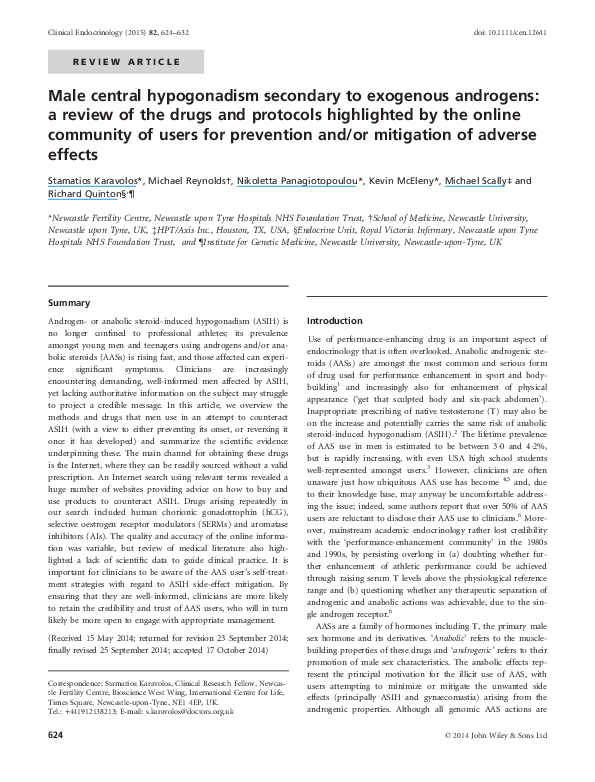 (PDF) Male central hypogonadism secondary to exogenous androgens: a ...