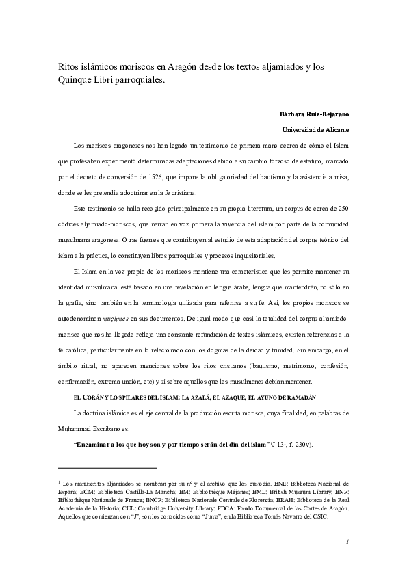(PDF) - Ruiz-Bejarano, B. Ritos islámicos moriscos en Aragón desde los ...
