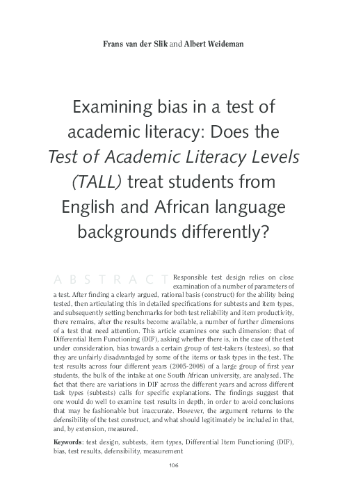 (PDF) Academic literacy: Five new tests [Introduction] | Albert ...