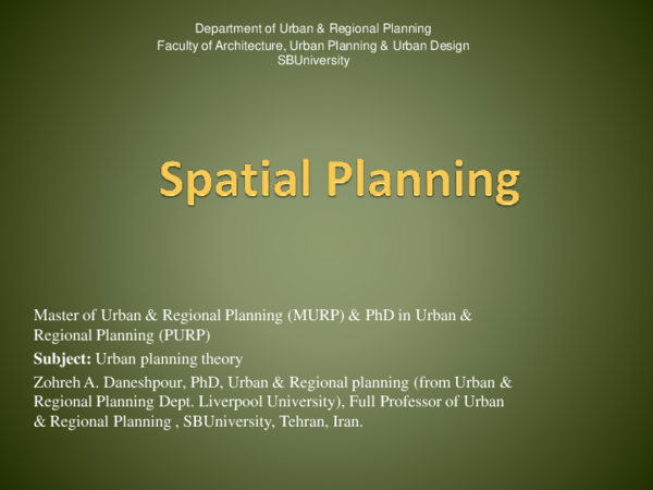 (PDF) Spatial Planning