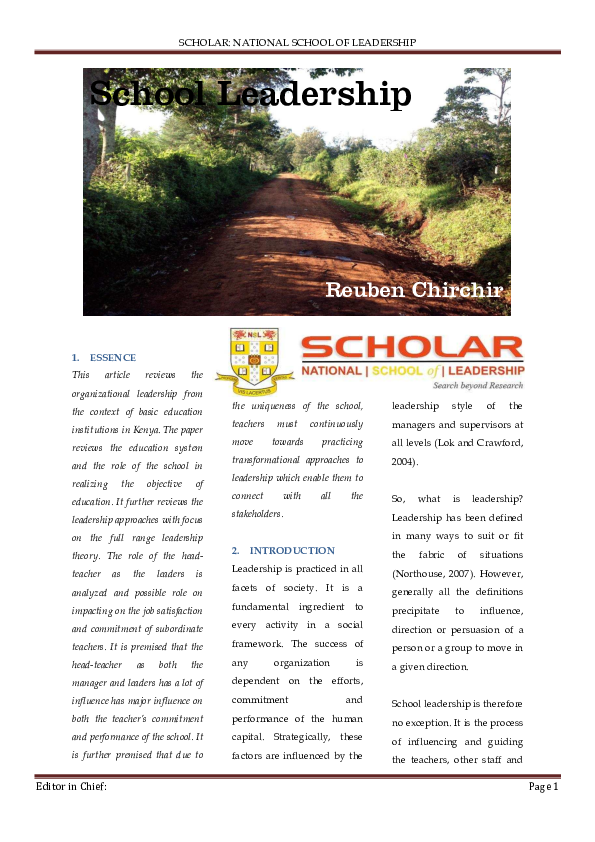 (PDF) SCHOLAR: NATIONAL SCHOOL OF LEADERSHIP