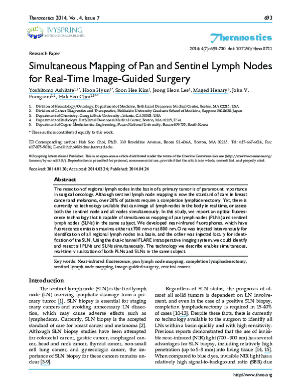 (PDF) Simultaneous Mapping of Pan and Sentinel Lymph Nodes for Real ...