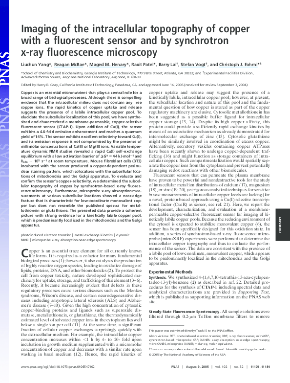 (PDF) Imaging of the intracellular topography of copper with a ...