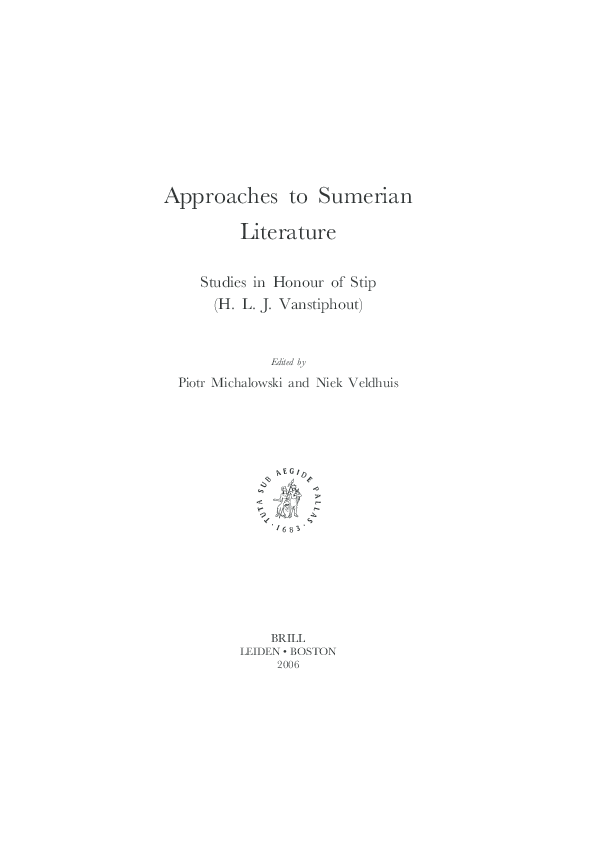 (PDF) Šulgi and the Death of Sumerian (Fs. Stip, CM 35, 2006)