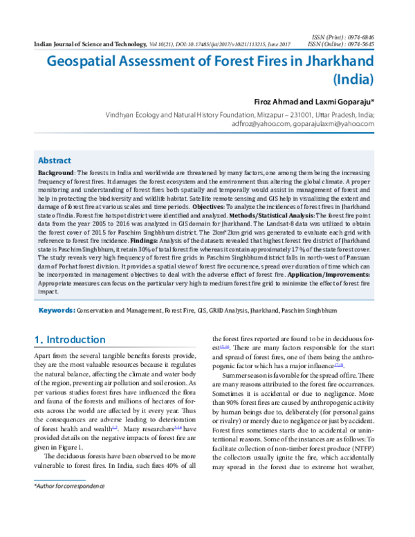 (PDF) Geospatial Assessment of Forest Fires in Jharkhand.pdf