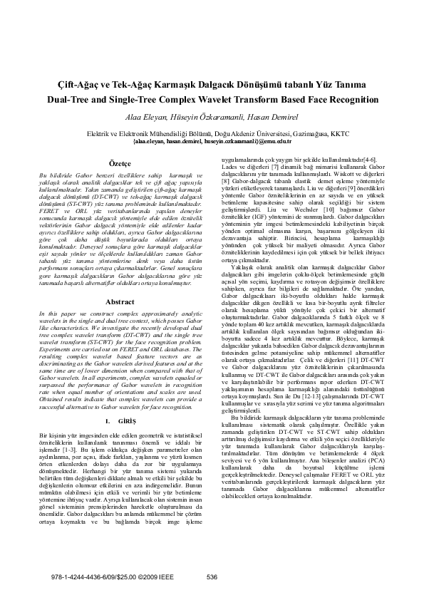 (PDF) Dual-tree and single-tree complex wavelet transform based face recognition