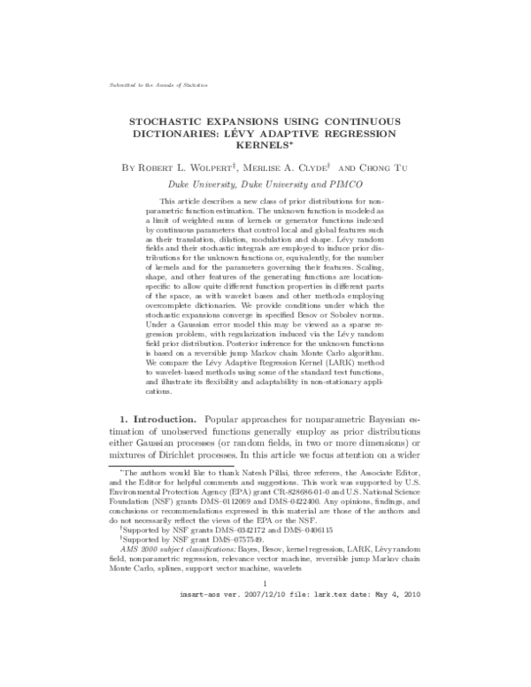 Pdf Levy Adaptive Regression Kernels