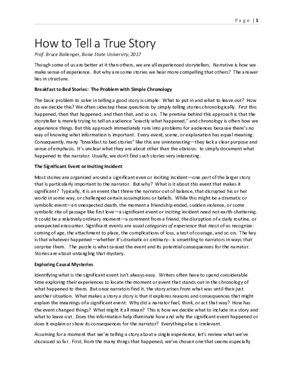 (DOC) How to Tell a True Story