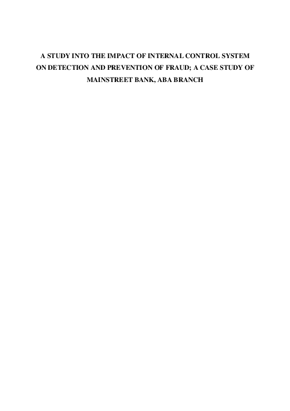 (DOC) A STUDY INTO THE IMPACT OF INTERNAL CONTROL SYSTEM ON DETECTION ...