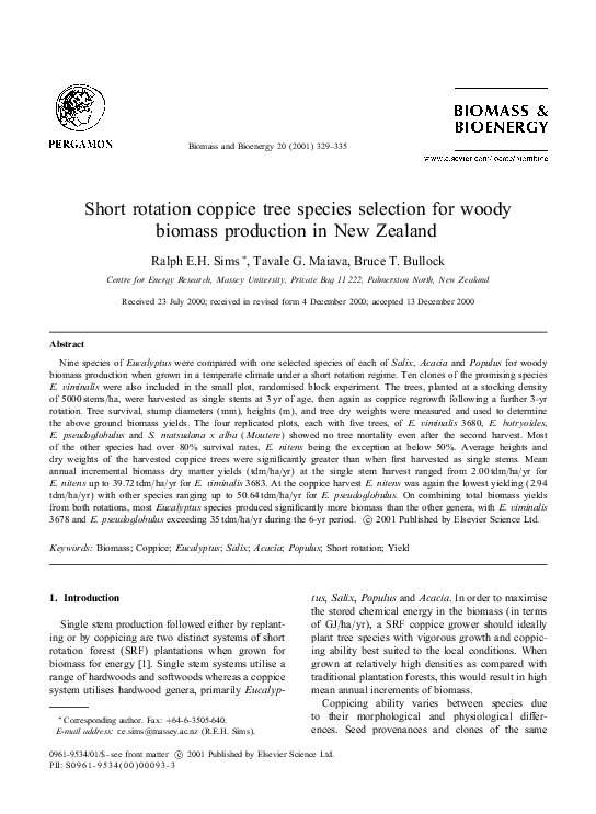 (PDF) Short rotation coppice tree species selection for woody biomass ...