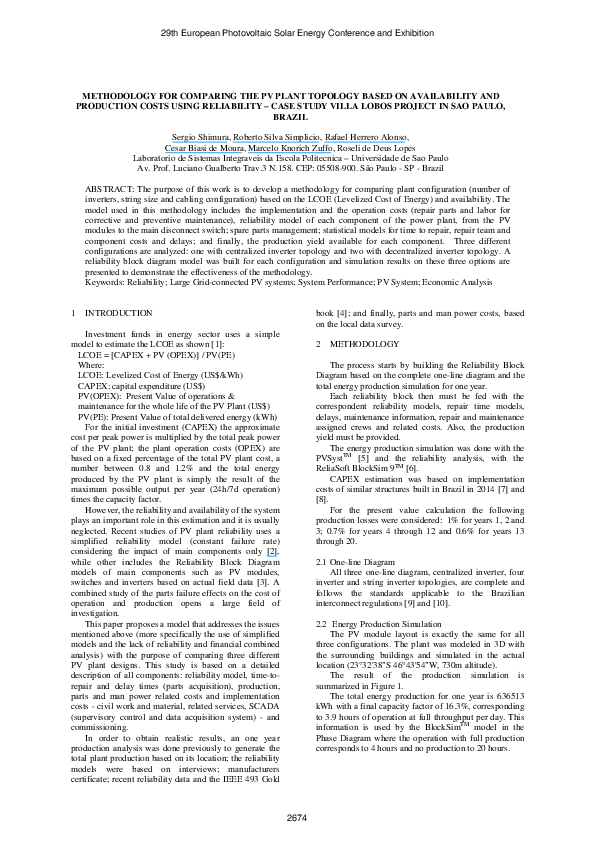 (PDF) Methodology for Comparing the PV Plant Topology Based on ...
