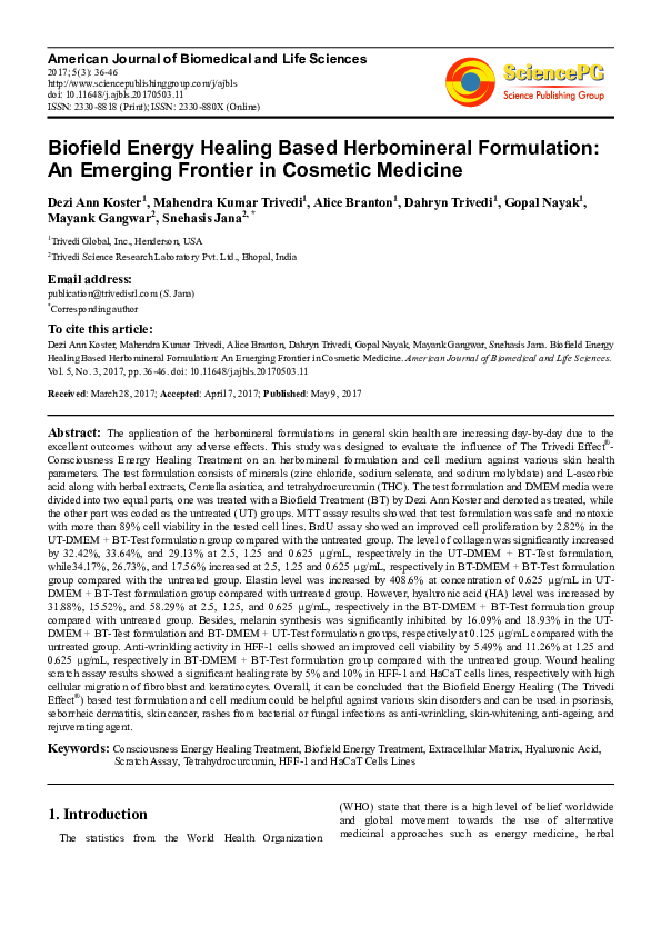 (PDF) Biofield Energy Healing Based Herbomineral Formulation: An ...