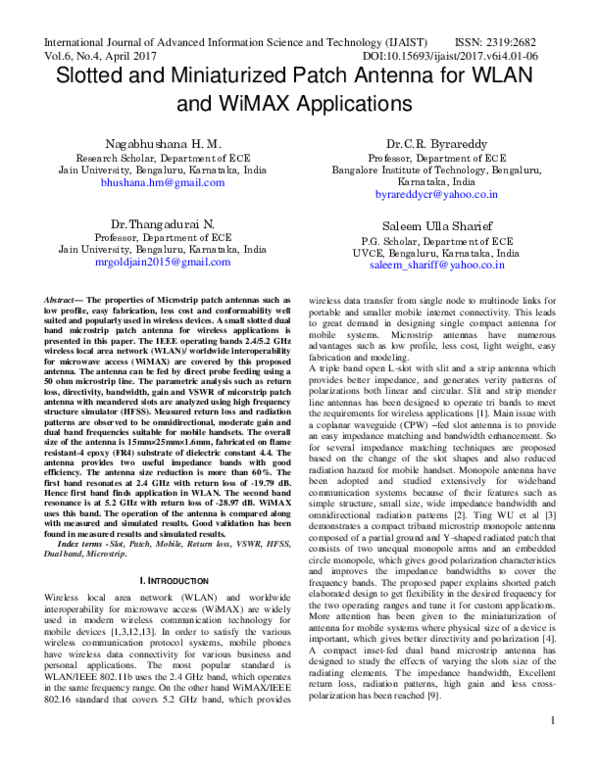 (PDF) Slotted and Miniaturized Patch Antenna for WLAN and WiMAX Applications