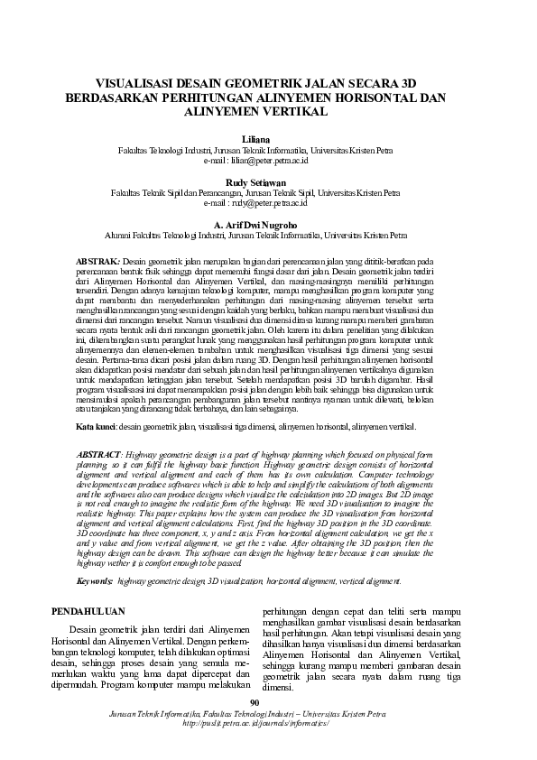 (PDF) VISUALISASI DESAIN GEOMETRIK JALAN SECARA 3D BERDASARKAN ...