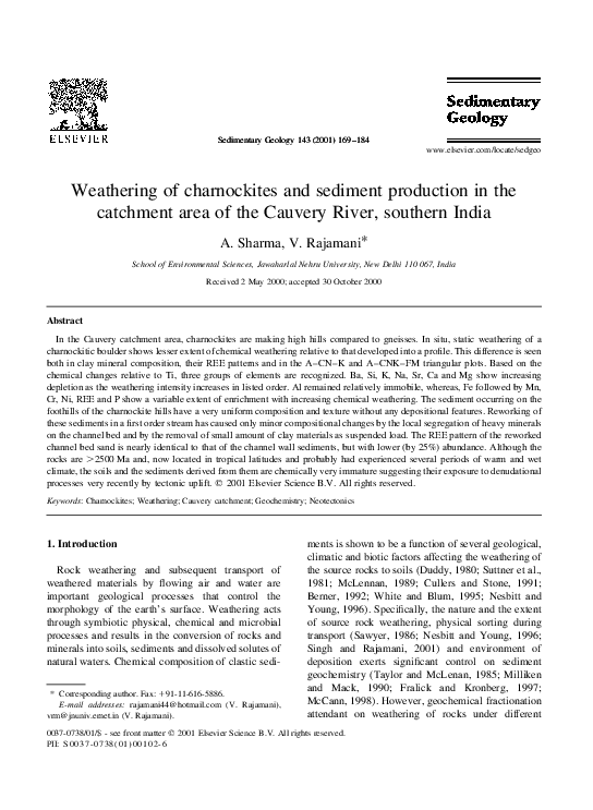 (PDF) Weathering of charnockites and sediment production in the ...